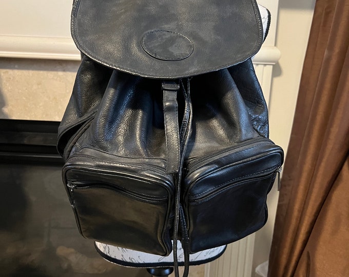 Vintage 1990’s Wilson’s Black Leather Backpack; Large Leather Back Pack ...