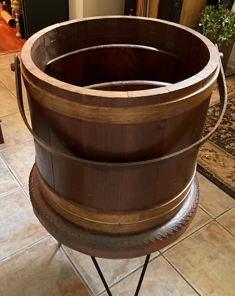 Antique CL Lane Firkin Bucket, Wood Divided Carrier, Farmhouse Decor - Etsy