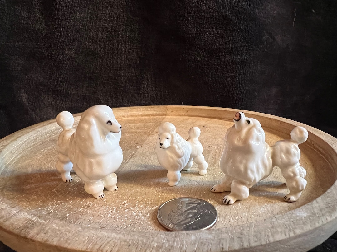 Super Cute, Super Small Porcelain Poodle Family; Micro Miniatures; Doll ...