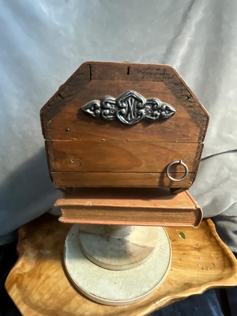 Vintage Wood Treasure Chest With Lion Head Pulls, Decorative Storage ...
