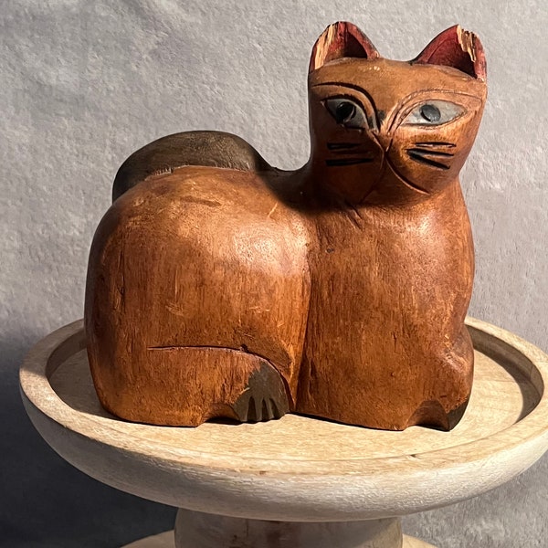 Wooden Cat Figurine - Etsy