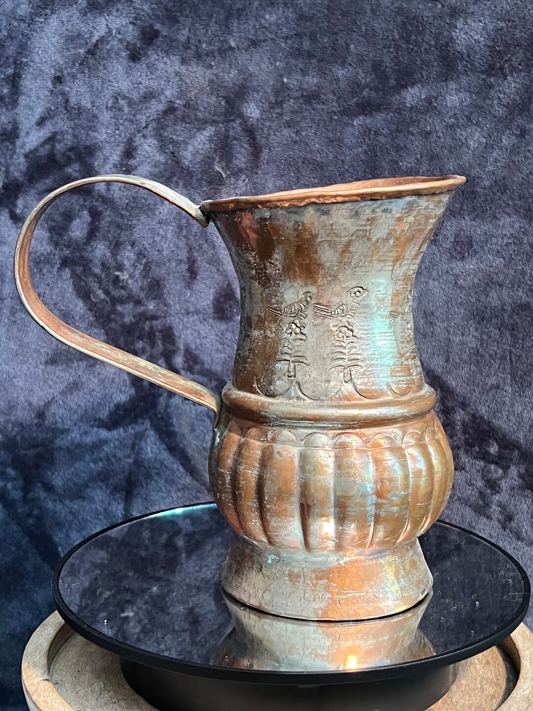 Gorgeous Vintage Tin Over Copper Pitcher; Possibly Middle Eastern ...