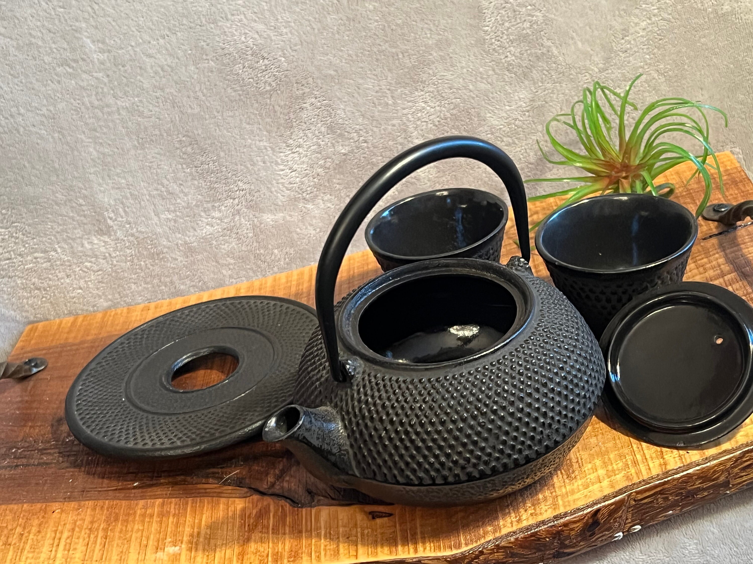 Signed Japanese Iron Nambu Teapot With Hot Plate and 2 Cups Ochoa ...