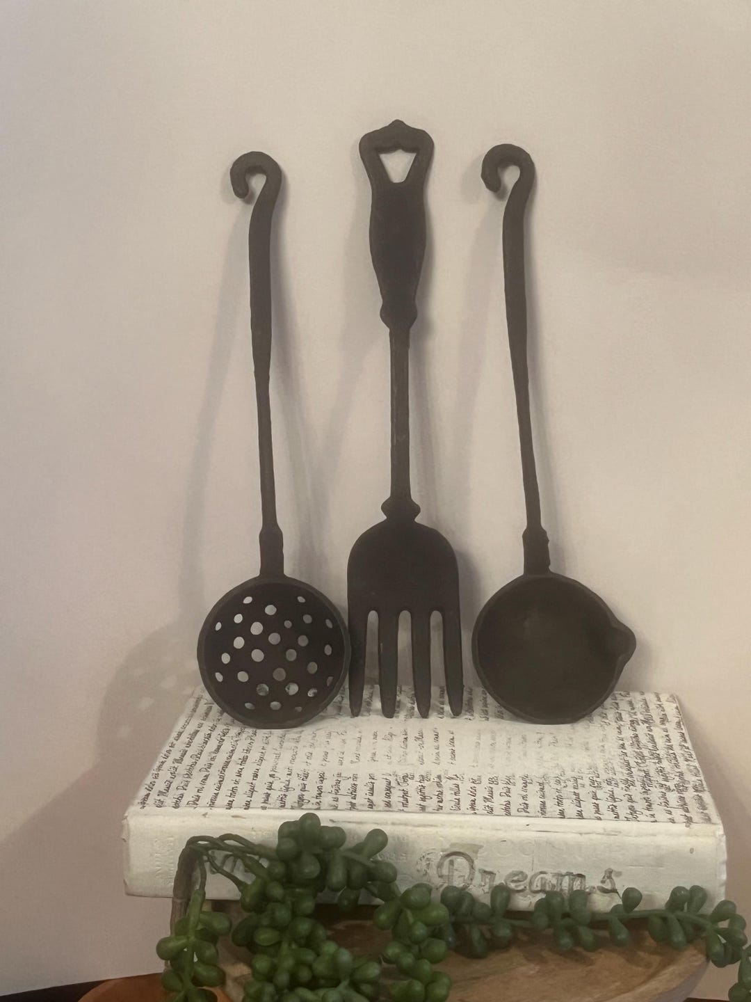 Vintage Cast Iron Utensils; Set of Three Serving Utensils - Etsy