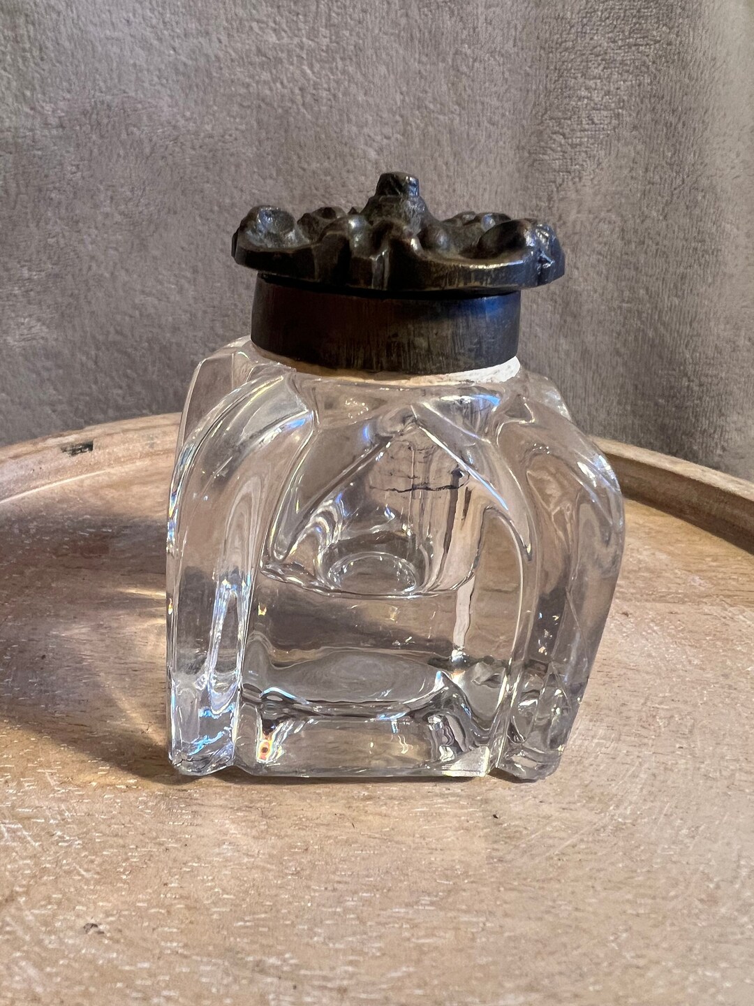 Bronze and Glass Ink Well Circa 1850s' Mid-19th Century Ink Bottle ...