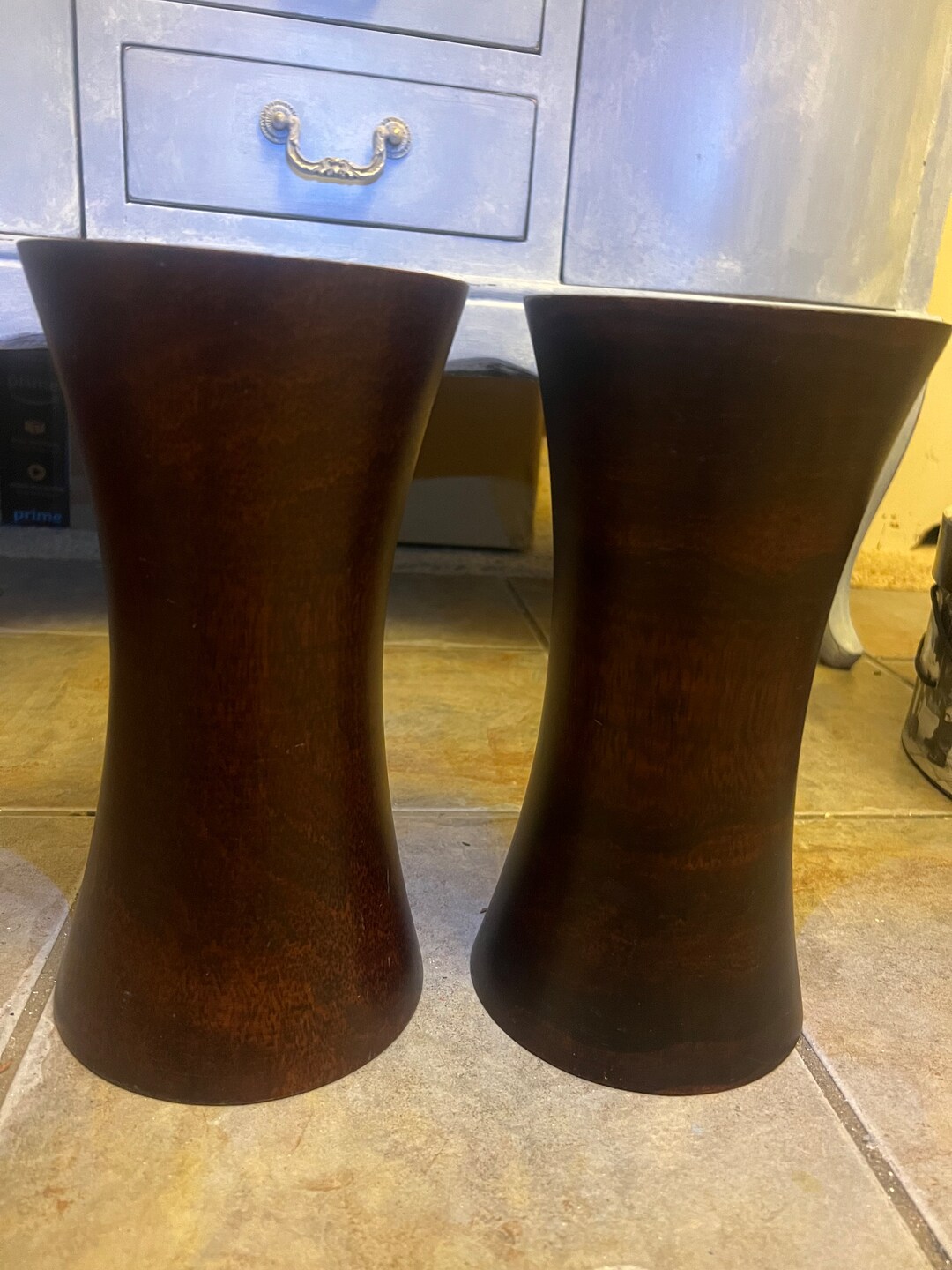 Pair of Rustic Wooden Tall Vases - Etsy