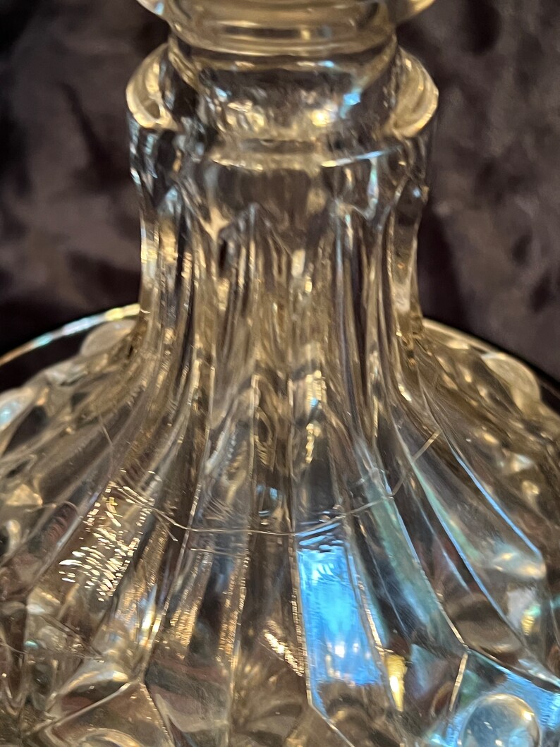 Antique/vintage Victorian Clear Glass Oil Lamp Base Etched Glass and ...
