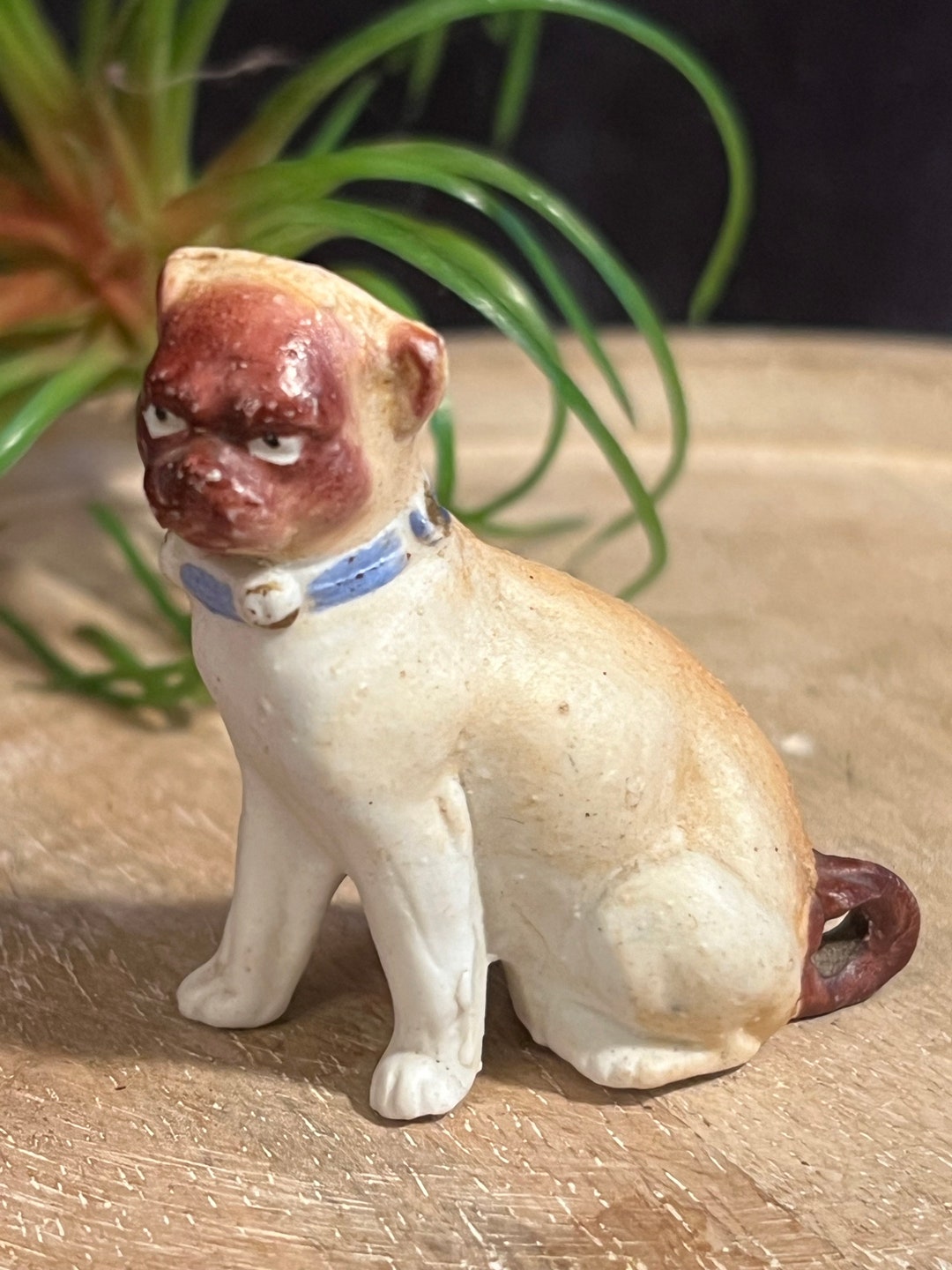 Vintage/antique Cute Victorian Pug Dog Figurine With Blue Bell Collar ...