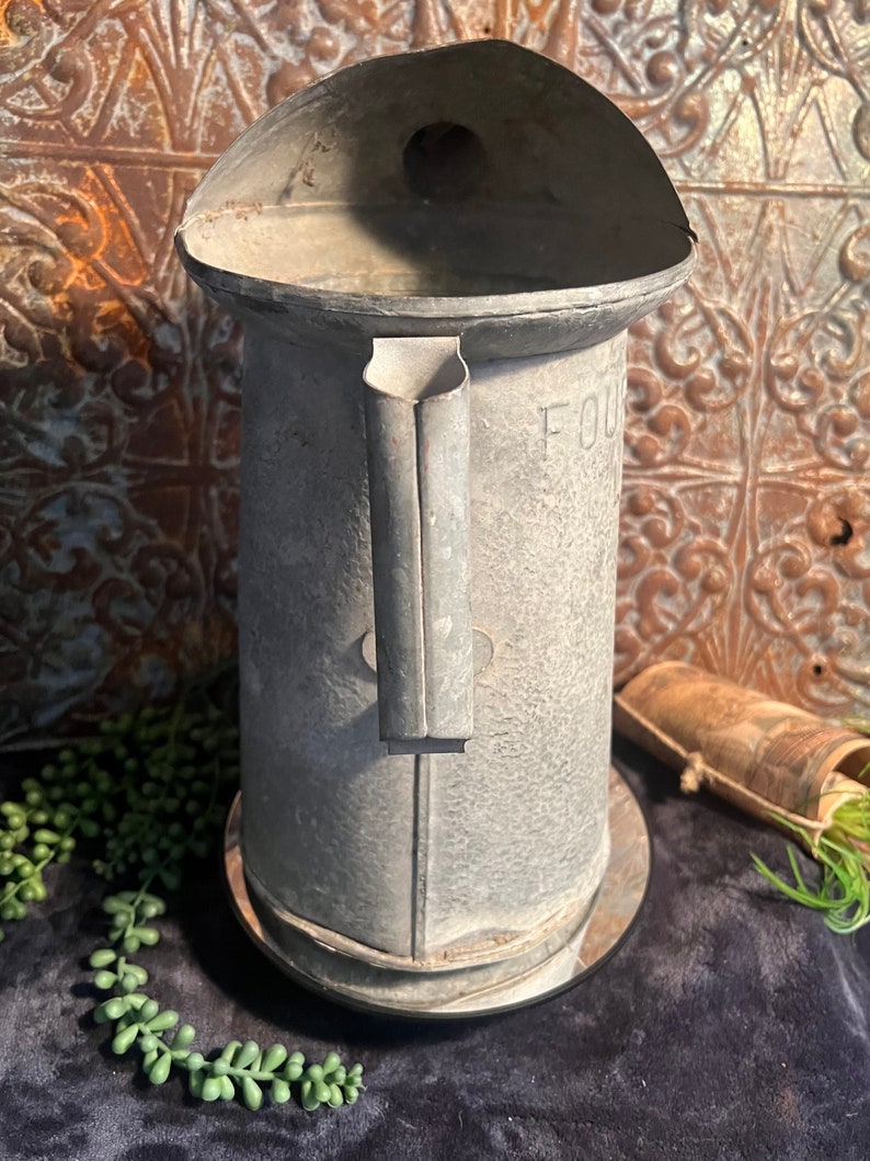 Antique Galvanized 4 Quart Oil Can With Spout Industrial Farmhouse ...