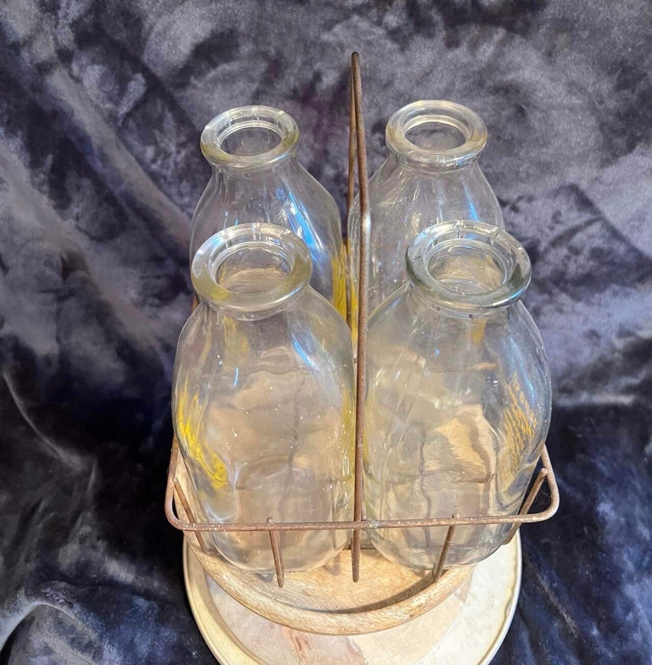 Vintage Milk Bottle Carrier & Bottles Bottle Holder With 4 Bottles 4 ...