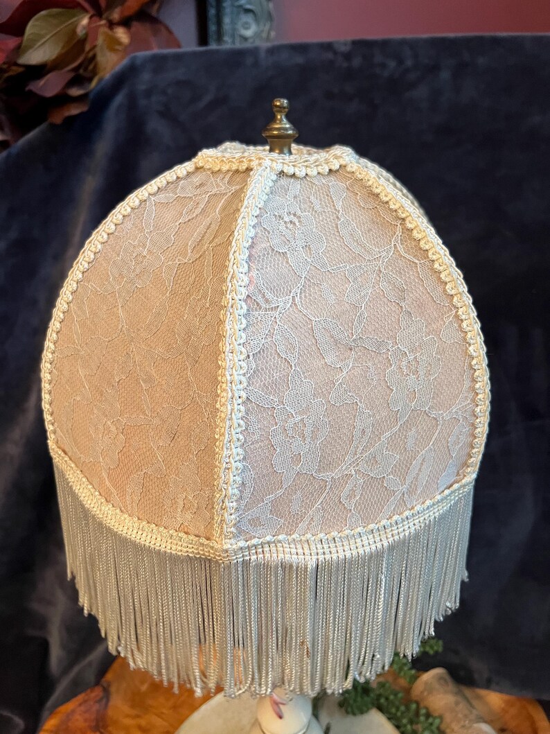 Beautiful Vintage Floral Porcelain Table Lamp With Vintage Lace ...