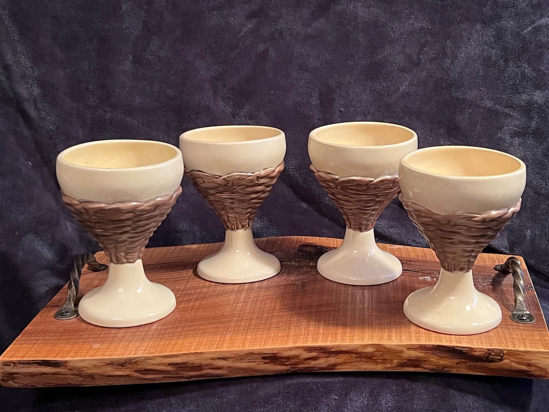 Set of 4 Handmade Pottery/stoneware Goblets/wine Glasses/water Goblets ...