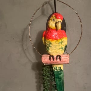 Vintage Mid Century Ceramic Hanging Parrot Planter With Original Wire ...