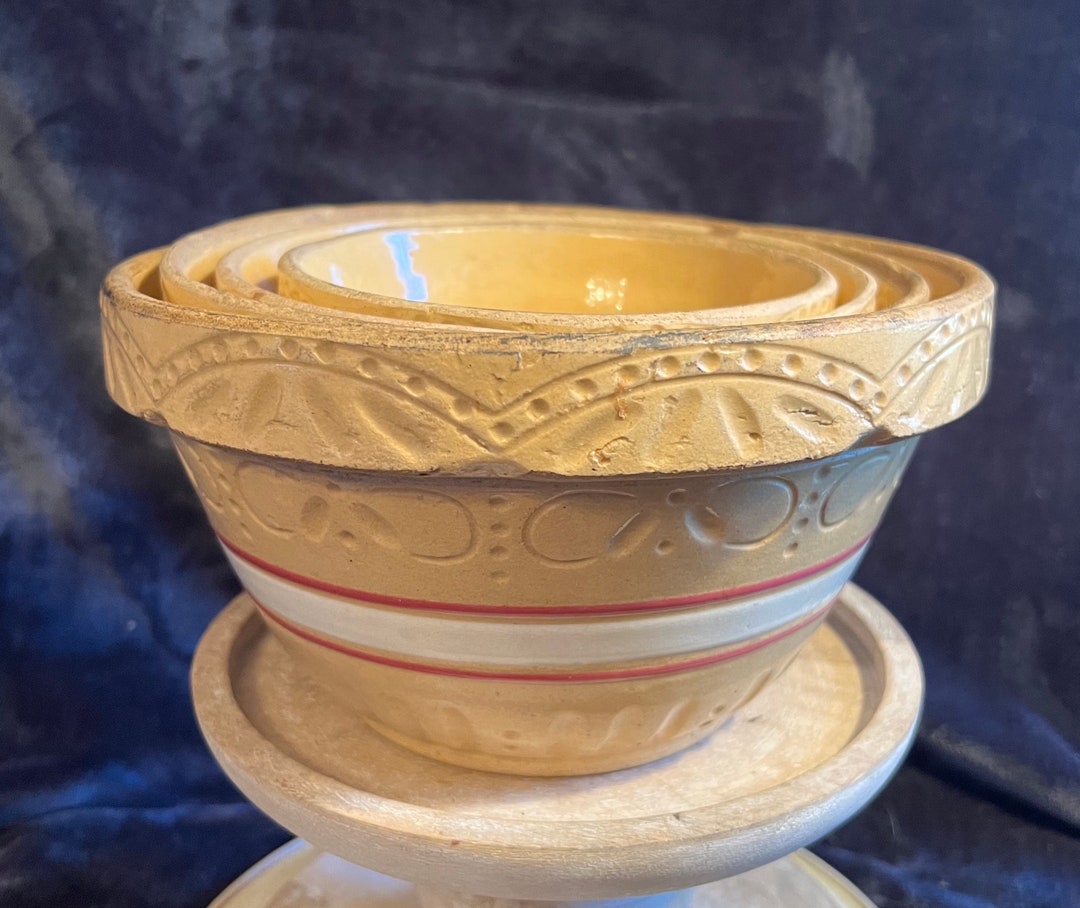 Set of 4 R.R.P. Co. Graduated Mixing Bowls 1920s Antique Yellow-ware ...