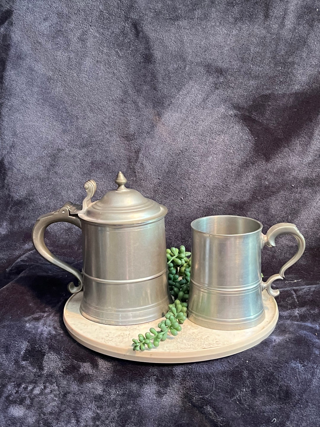 Vintage Pewter Steins; Pewter Tankards; Compton Cast Pewter Mug ...