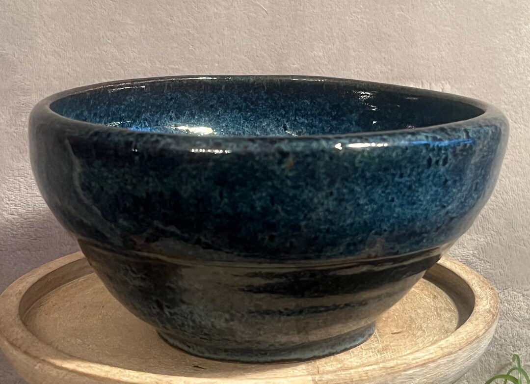 Gorgeous Stoneware Serving Bowl; Earthenware Bowl; Blue Spatter Pottery ...