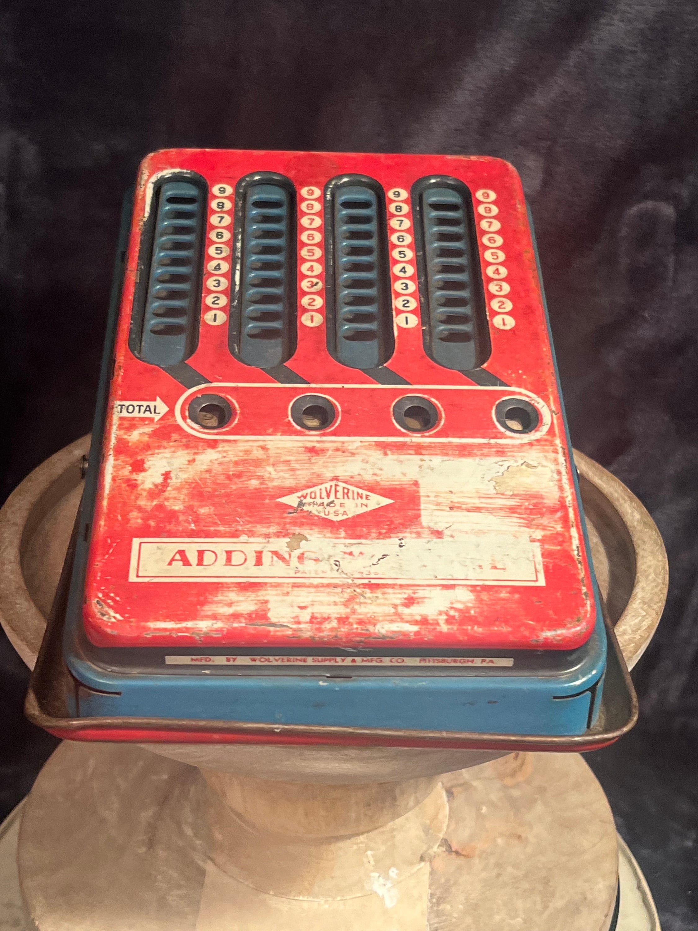 Vintage 1940s Wolverine Supply Adding Machine; Tin Toy Adding Machine ...