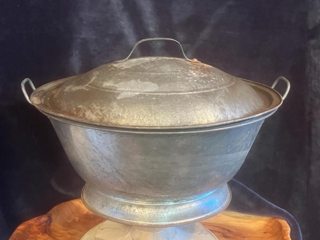 Large Antique Dough Riser; Vintage Metal Washtub/bread Dough Bowl With ...