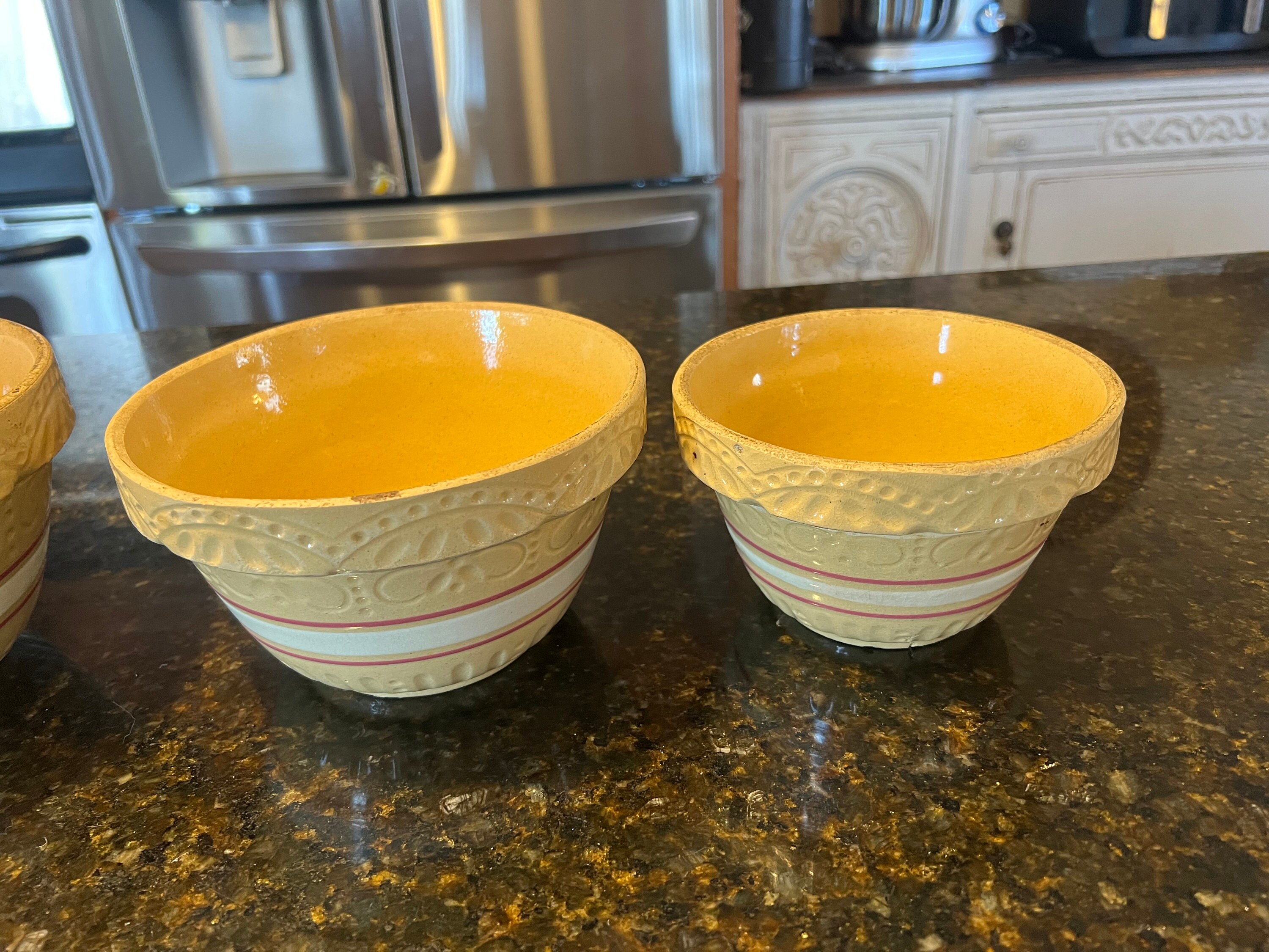 Set of 4 R.R.P. Co. Graduated Mixing Bowls 1920s Antique Yellow-ware ...