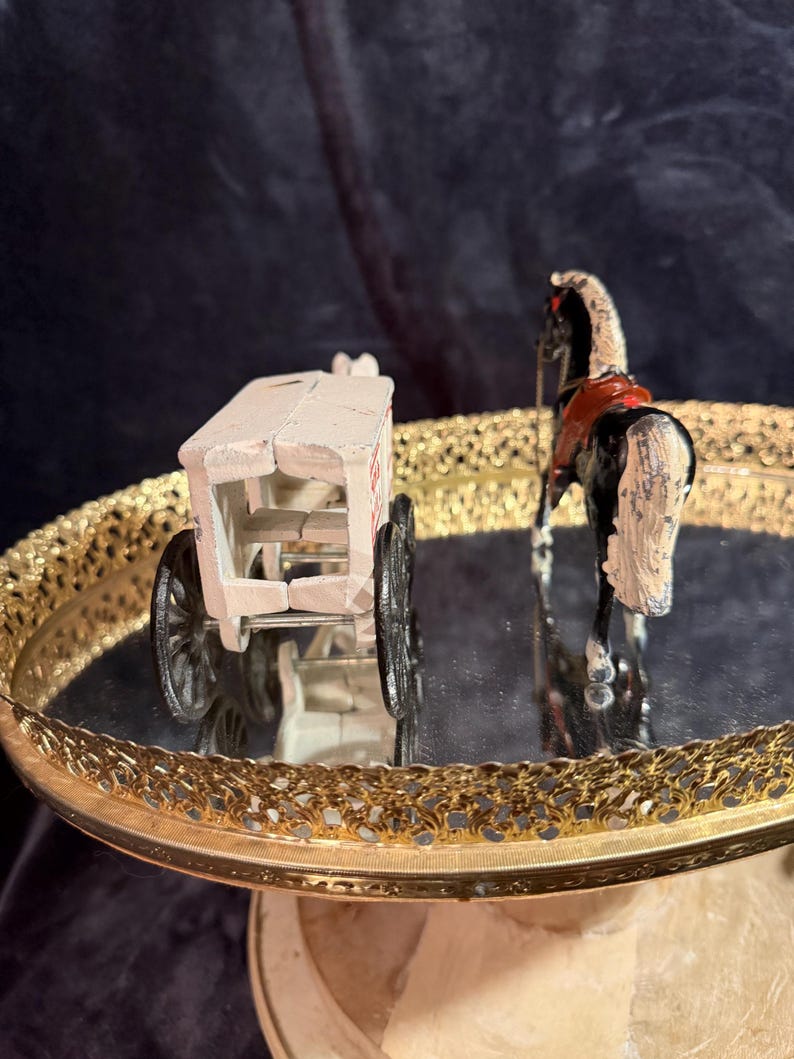 Vintage Cast Metal/iron Toys; Horse Drawn Milk Wagon Toy; Western Style ...
