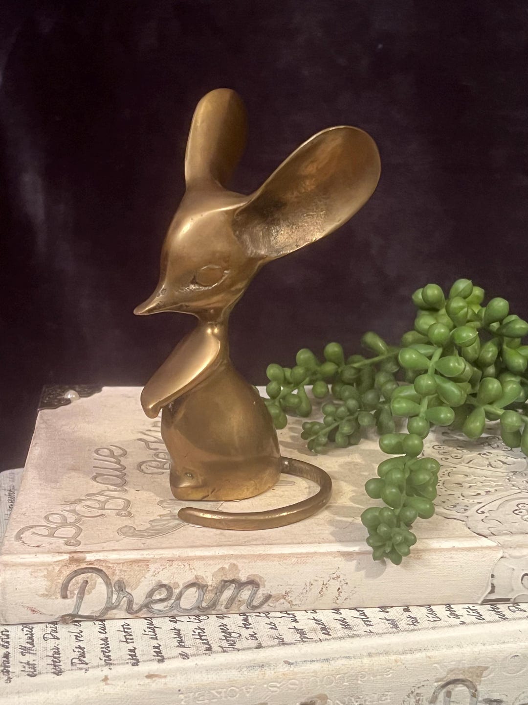 Very Cute Solid Brass 5.25” Mouse Figurine With Big Ears; Mouse ...