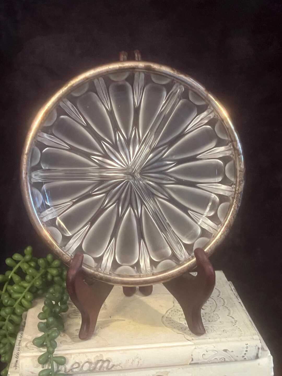 Vintage Divided 3 Part Crystal Relish Dish With Silver Rim; Unmarked ...