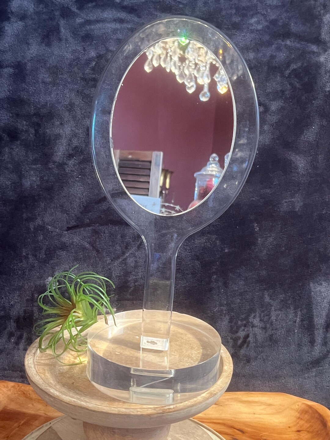 Vintage MCM Style Lucite Vanity Mirror; Hand Held Double Sided Mirror ...