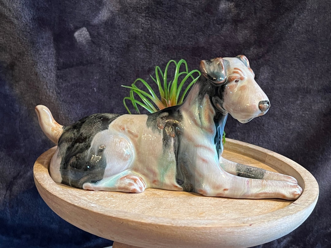 Vintage Large Goebel Airedale Terrier Figurine; Color Glazed Porcelain ...