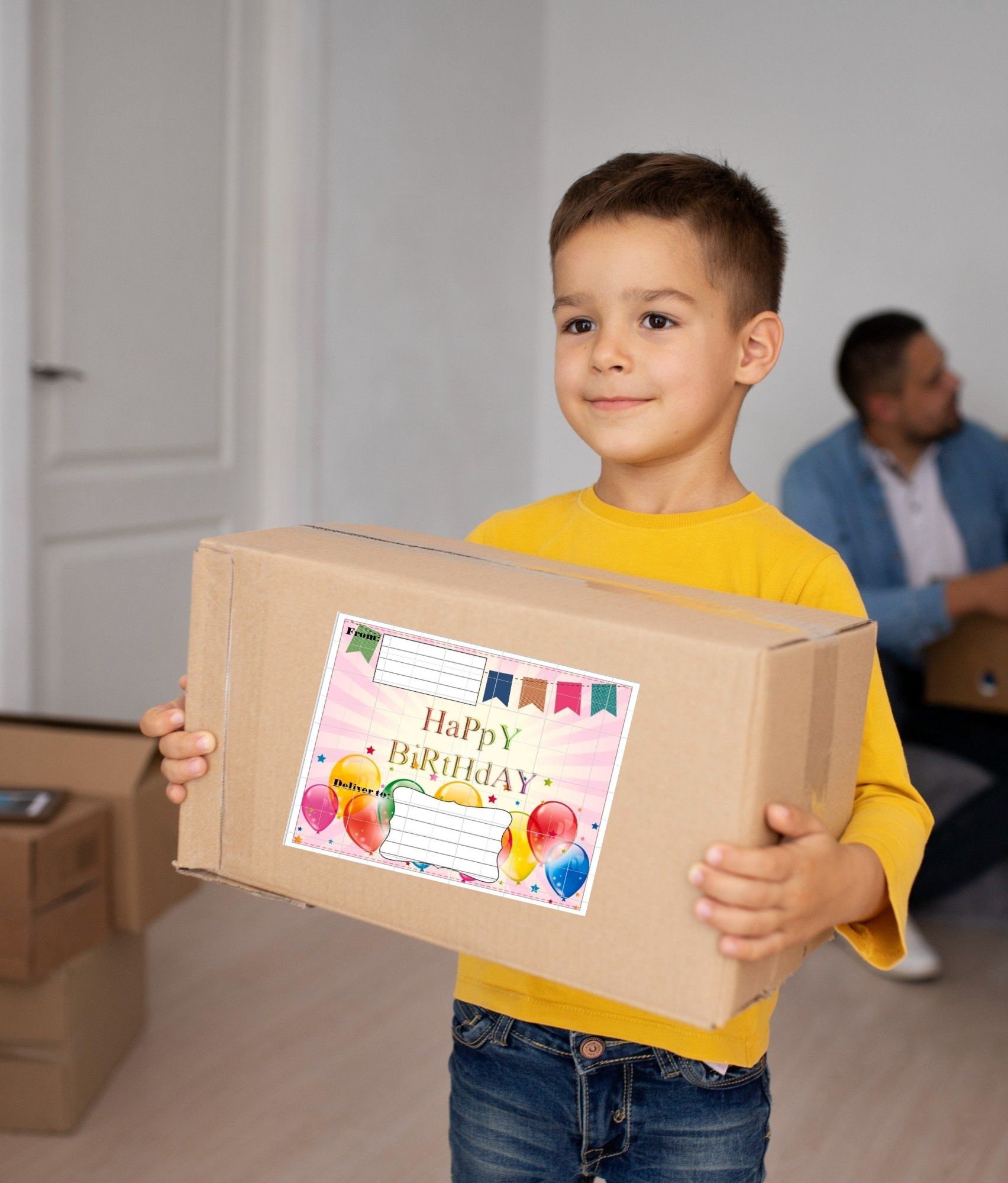 Care Package Birthday, Birthday Box Sticker, Address Labels, Shipping ...