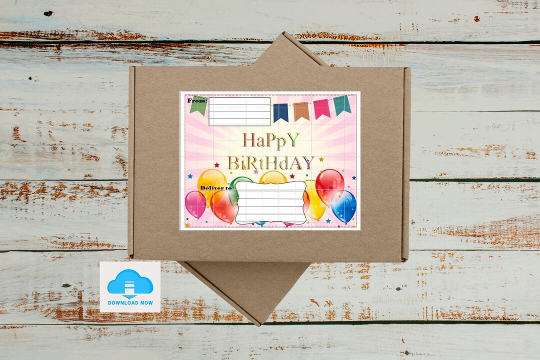 Care Package Birthday, Birthday Box Sticker, Address Labels, Shipping ...