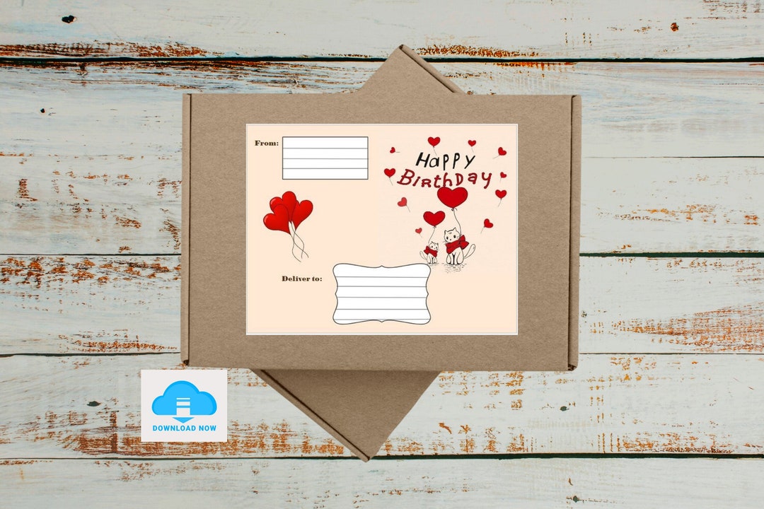 Happy Birthday Care Package, Birthday Box Stickers, Address Labels ...