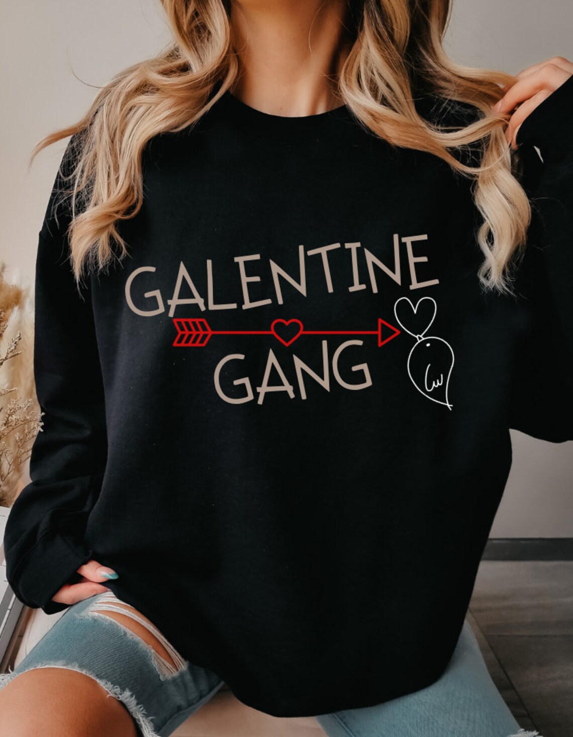 Galentine Gang Black Crewneck Trendy HTV Apparel for a Stylish ...