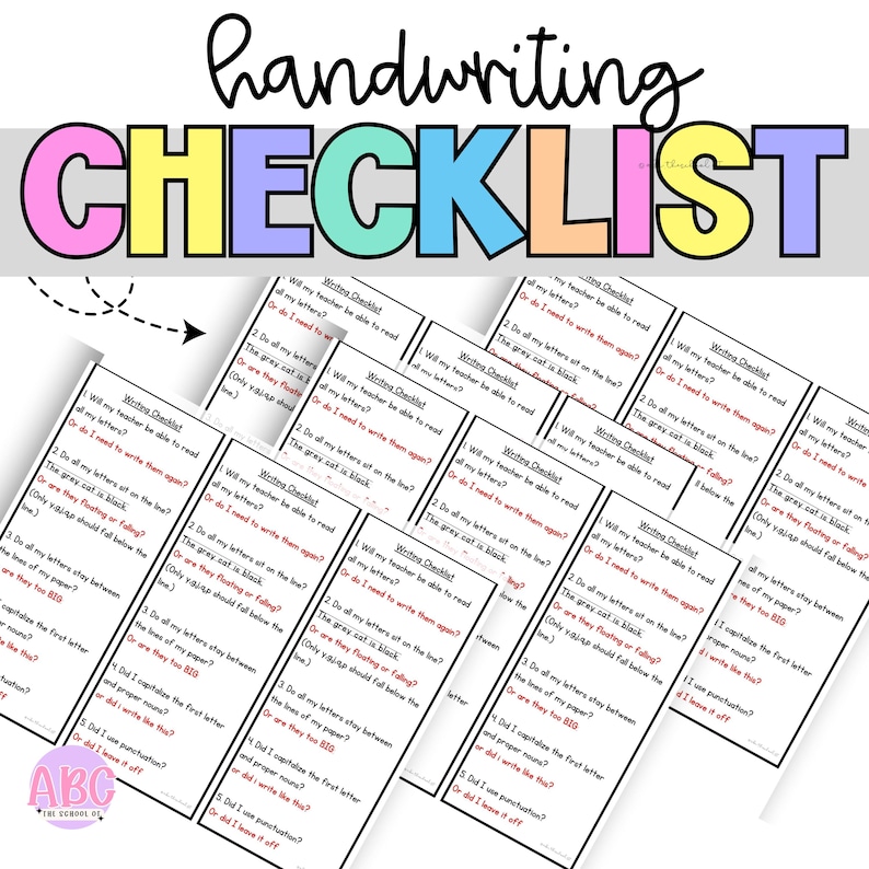 Ot-approved Writing Checklist- Printable and Laminate-ready Digital ...