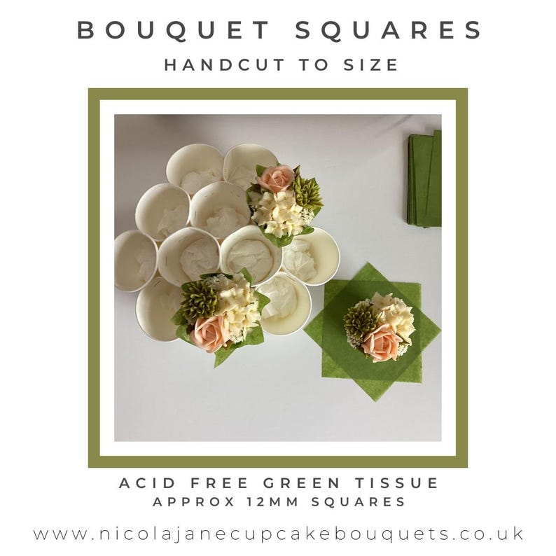Cupcake Bouquet Squares | Acid Free Green Tissue Paper Squares | Cut to ...