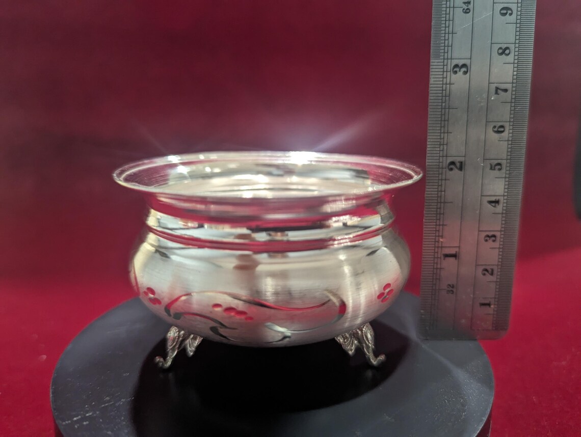 Pure Silver Gift ,pure Silver Bowl With Elephant Legs , Silver Return ...