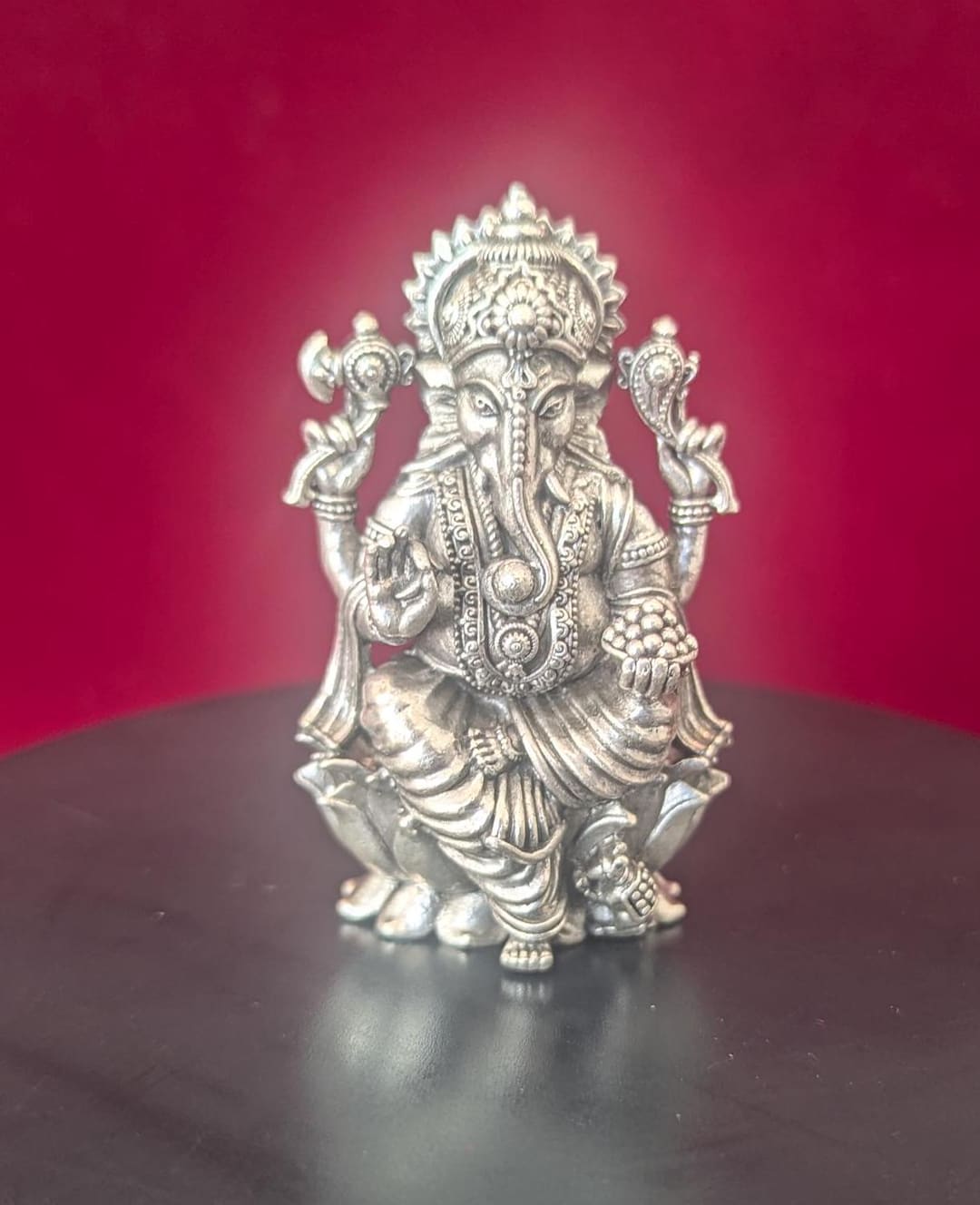 Pure Silver Ganesh Idol With Antique Finish,pooja Gift, Ganesh Idol ...