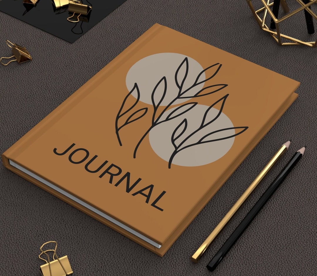 Beige Journal With Black Leaf Motif - Hardbound - 150 Perforated Pages ...