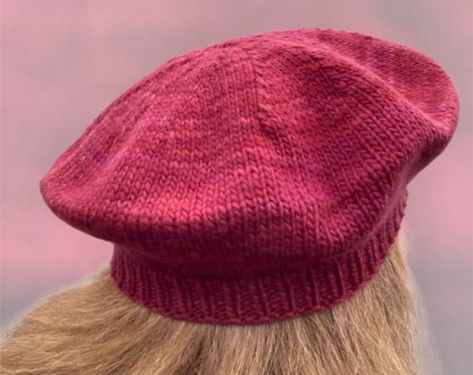 Cranberry Red Ladies' Beret From Pure Merino Wool, Handknit Unique ...
