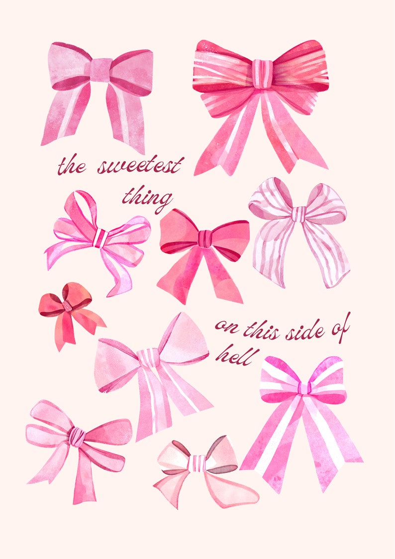 Sweetest Thing Lacy Pink Coquette Bows Instant Download Original ...