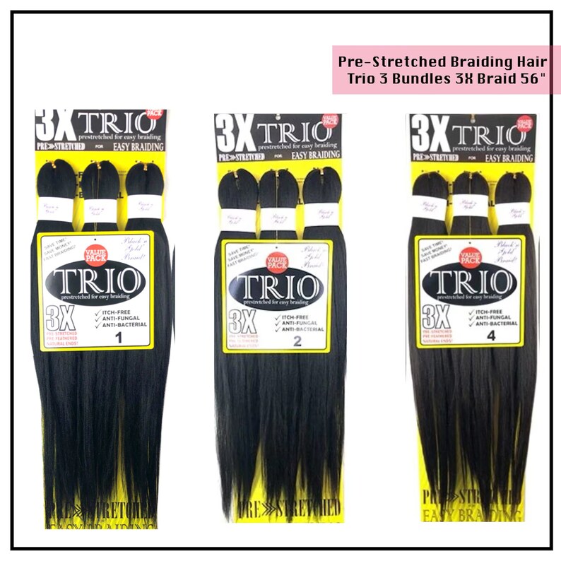 Pre-stretched Braiding Hair Trio 3 Bundles 3X Braid 56" - Etsy