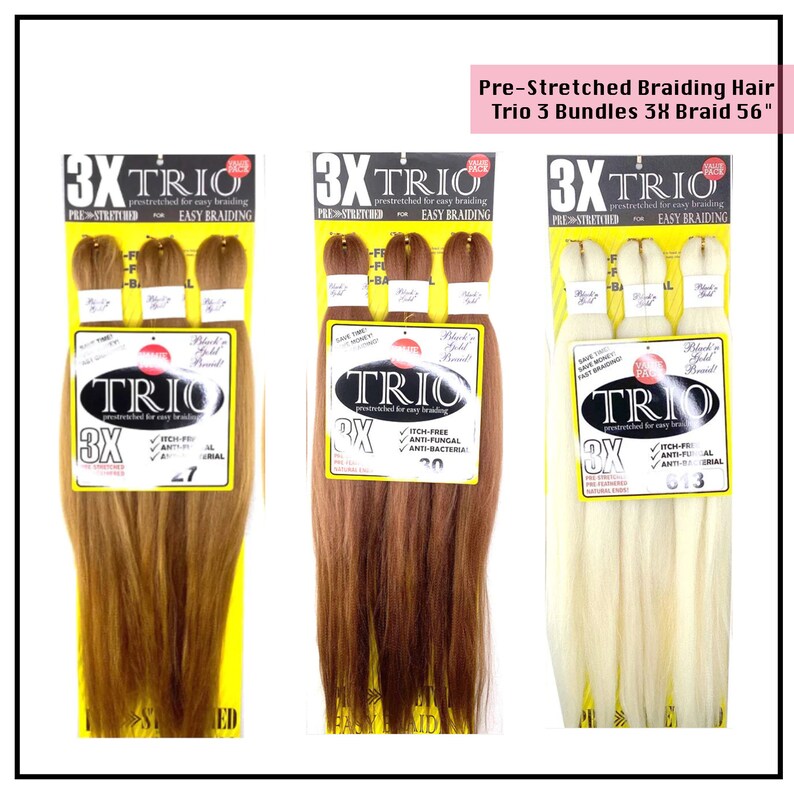 Pre-stretched Braiding Hair Trio 3 Bundles 3X Braid 56" - Etsy