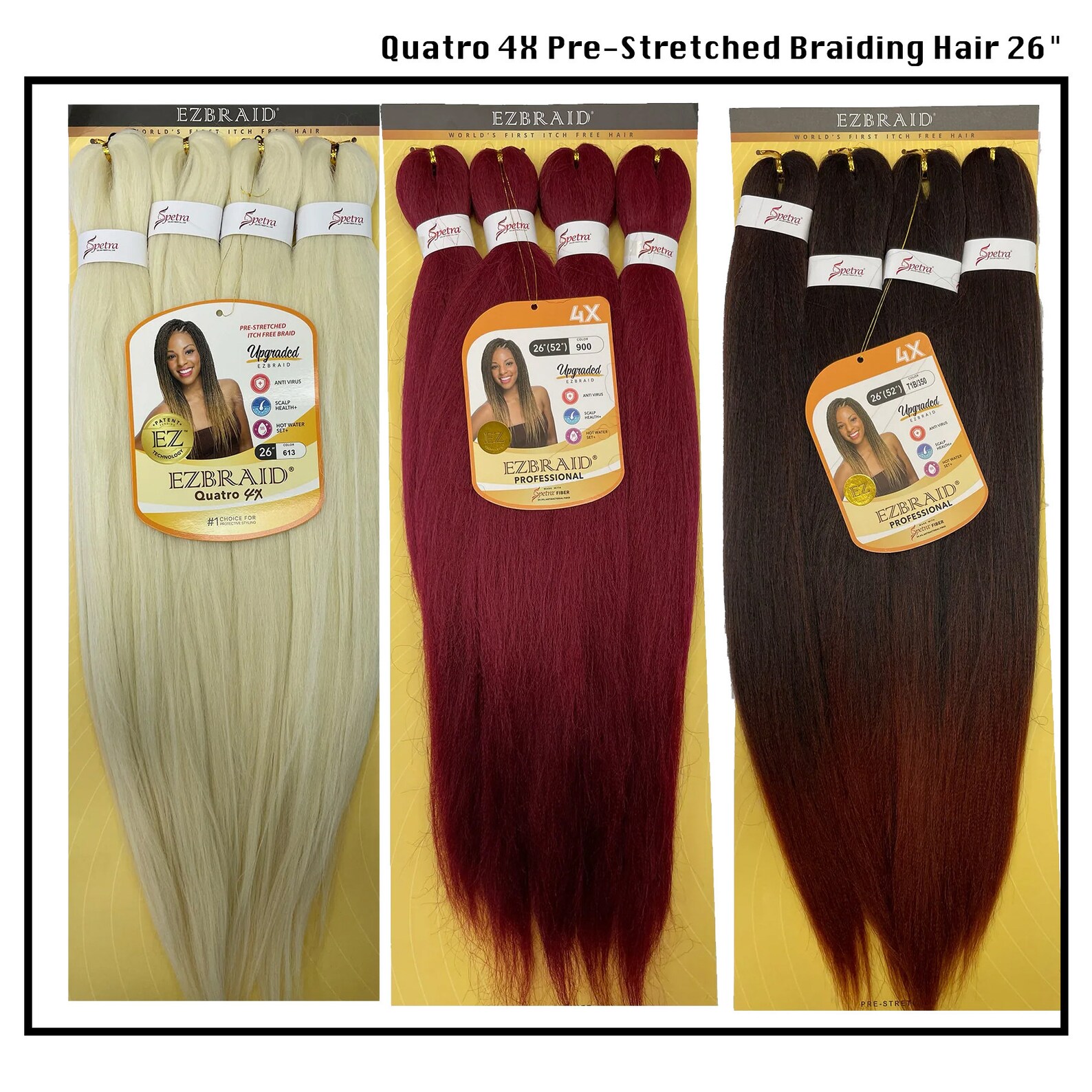 Quatro 4X Pre-stretched Braiding Hair Extension Pack 26" - Etsy
