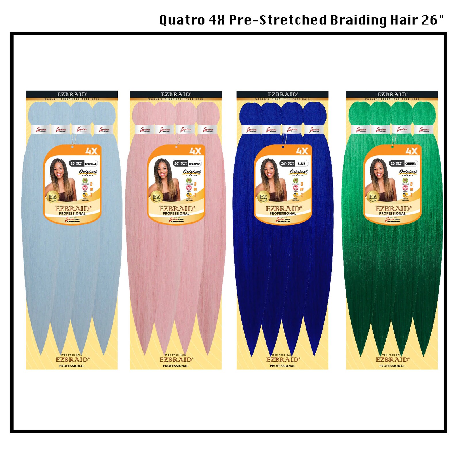 Quatro 4X Pre-stretched Braiding Hair Extension Pack 26" - Etsy