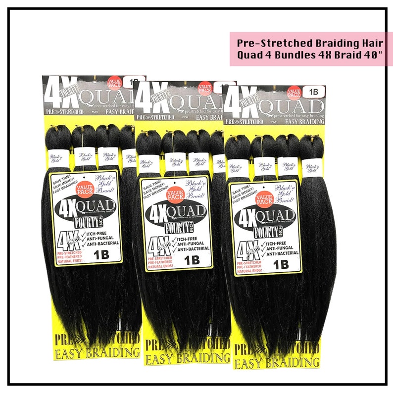 Pre-stretched Braiding Hair Quad 4 Bundles 4X Braid 40" - Etsy