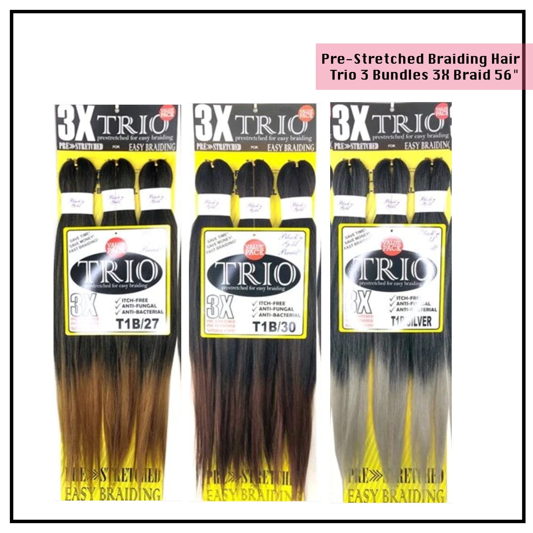 Pre-stretched Braiding Hair Trio 3 Bundles 3X Braid 56" - Etsy