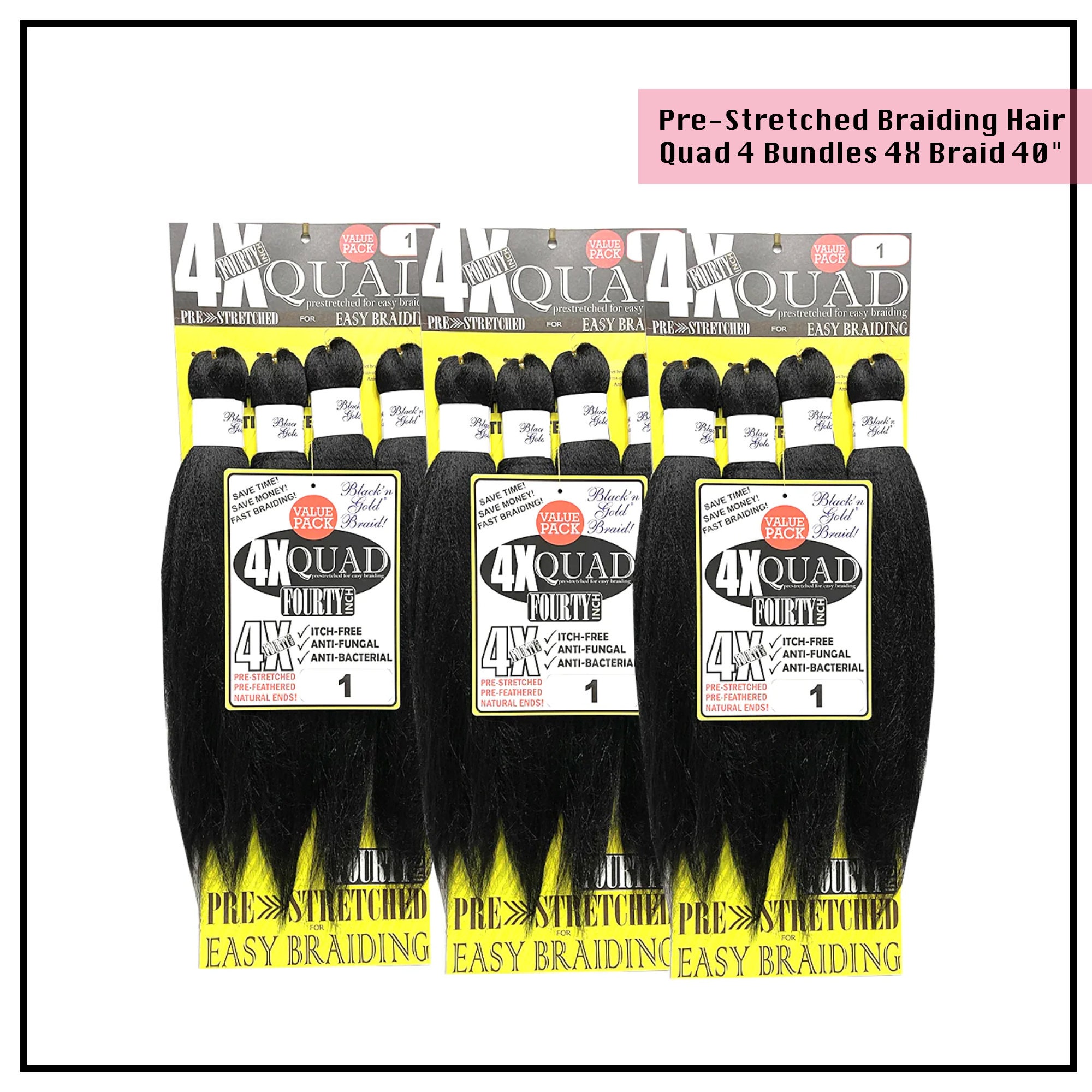 Pre-stretched Braiding Hair Quad 4 Bundles 4X Braid 40" - Etsy