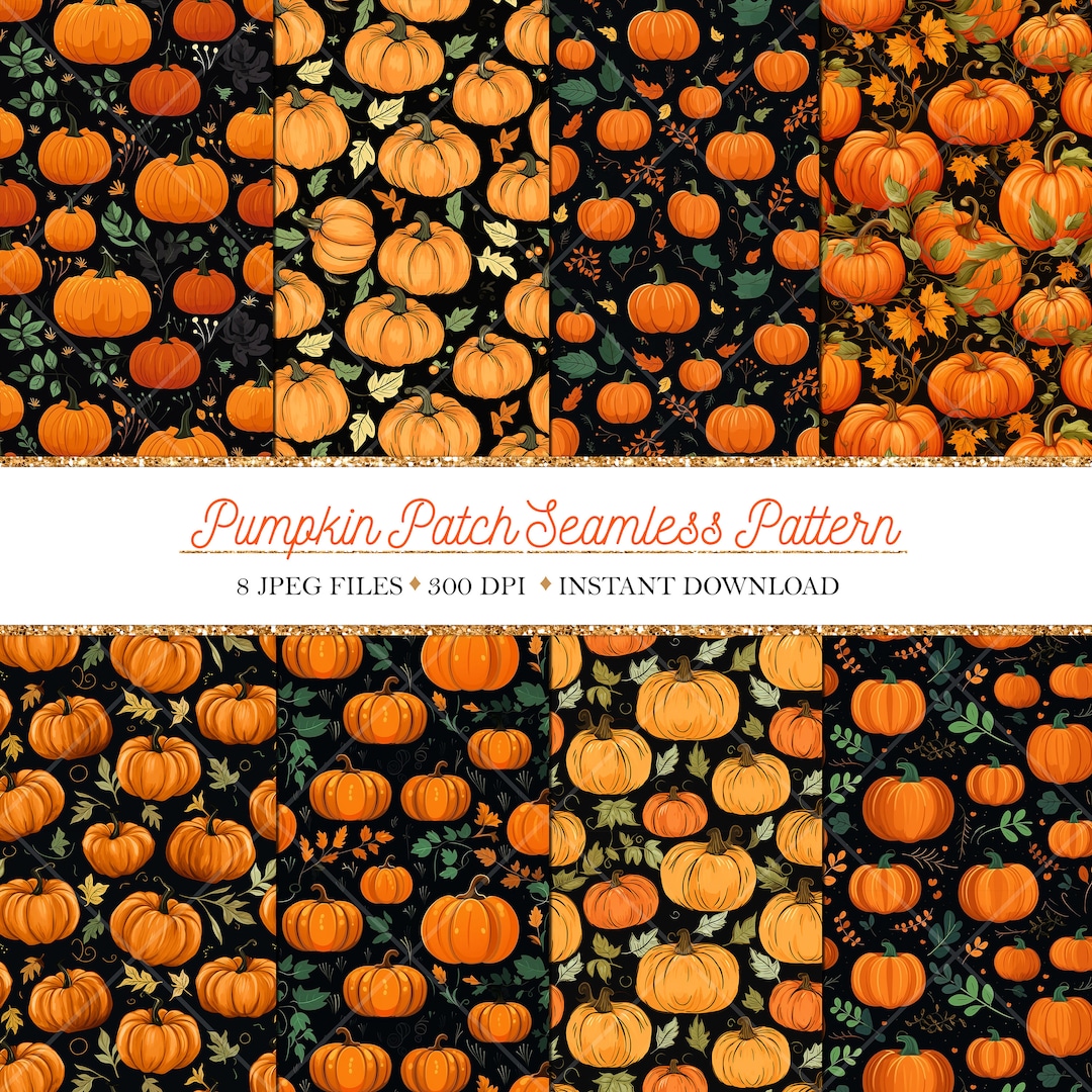 Watercolor Pumpkin Seamless Patterns - Digital Paper - PNG - Instant ...