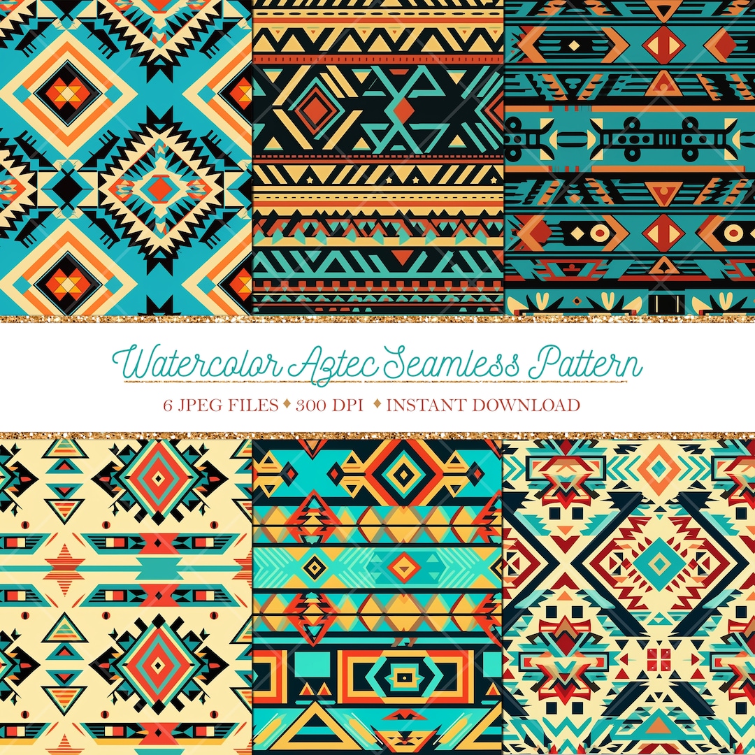 Tribal Aztec Western Seamless Patterns - Digital Paper - PNG - Instant ...
