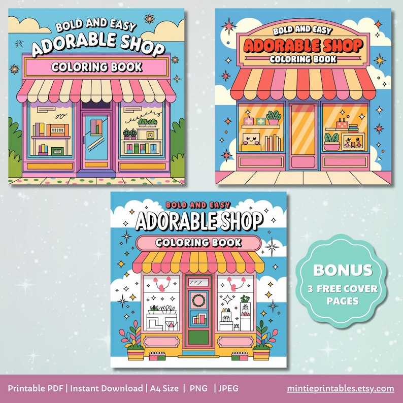 Kawaii Storefronts Coloring Book, Urban Sketch Art (PDF) - Etsy