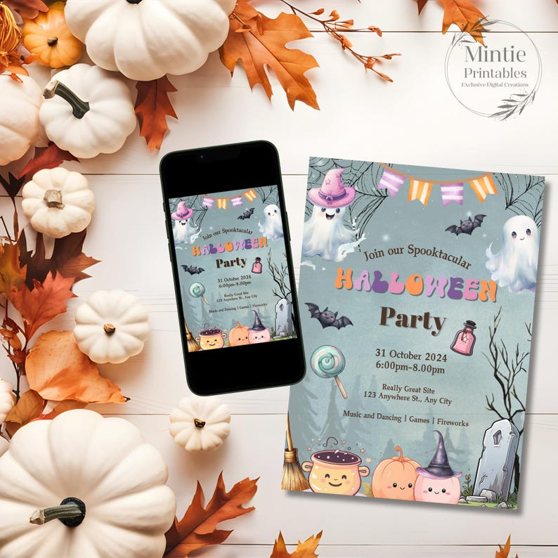 Editable Halloween Party Invitation Halloween Birthday Invitation Kids ...